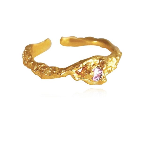 Culturesse Violette Sterling Silver Clear/Rose Zircon Open Ring 18K ...