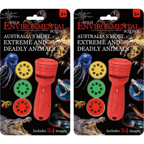 2x Australian Geographic Animal Projector Torch Kids Educational Toy 3 ...