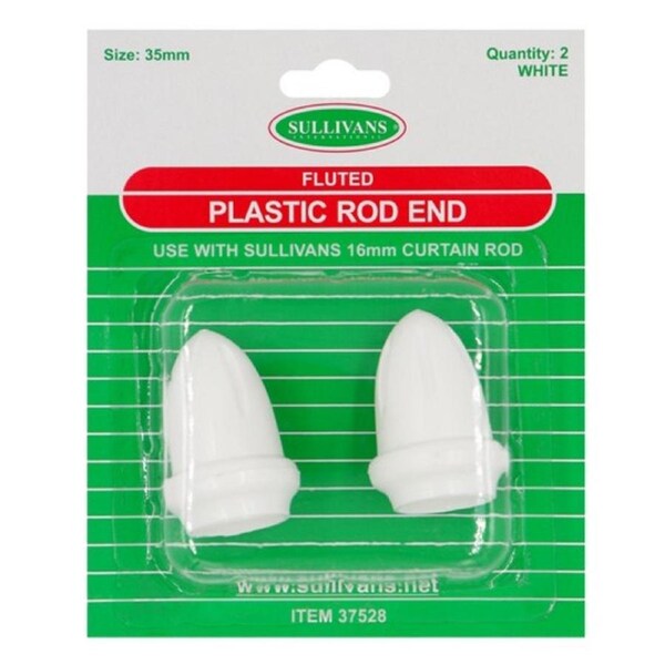Fluted Plastic Rod Ends - White | Woolworths