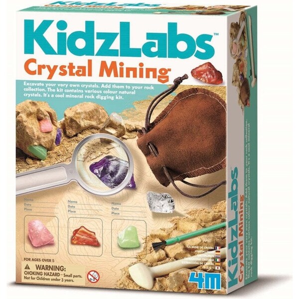 4M Kidz Lab Crystal Mining Natural Rock Digging Kit Kids Learning Fun ...