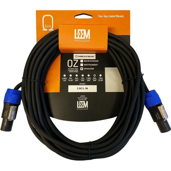 Leem 30ft Speaker Cable (Speakon Female - Speakon Female) | Woolworths