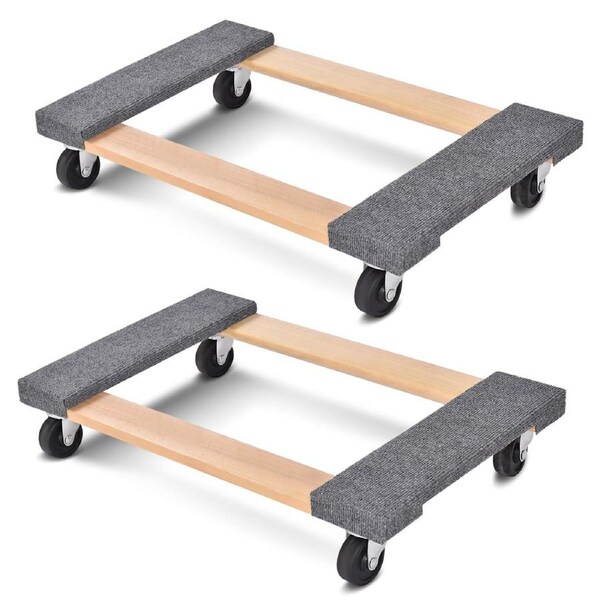 Costway 2x Wood Furniture Dolly Heavy Stuff Mover Moving Carrier 450kg ...