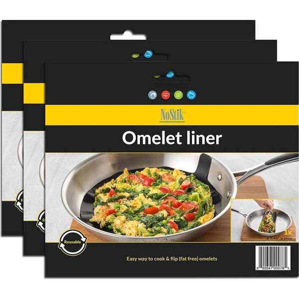 3x Nostik Reusable 24cm Round Non-Stick Omelet Liner Cooking Mat Sheet Pad Black | Woolworths