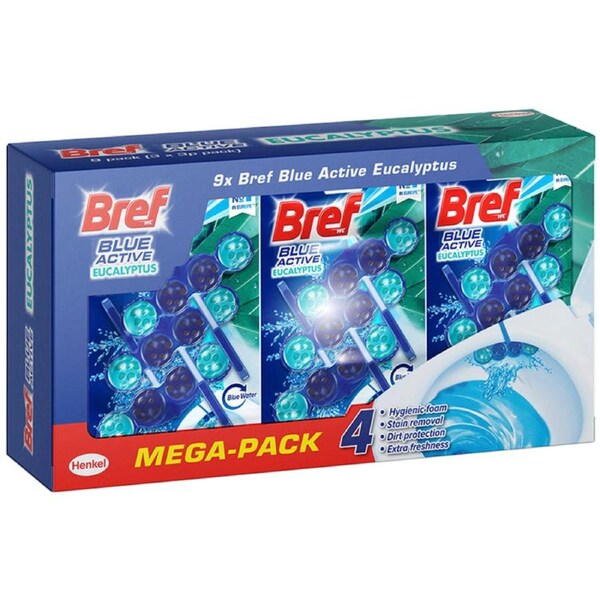 Bref Blue Active Eucalyptus Rim Block Toilet Cleaner 9 x 50g | Woolworths