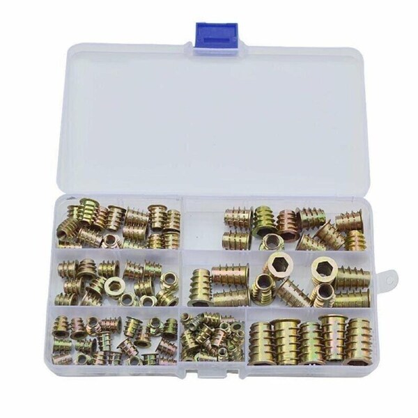 105pcs M4 M5 M6 M8 M10 THREADED HEX DRIVE INSERT FIXING WOOD SCREW ...