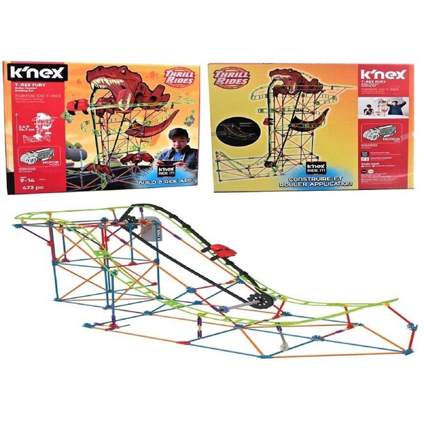 KNEX Thrill Rides T-Rex Fury Roller Coaster Building Set Ages 9+ Toy ...