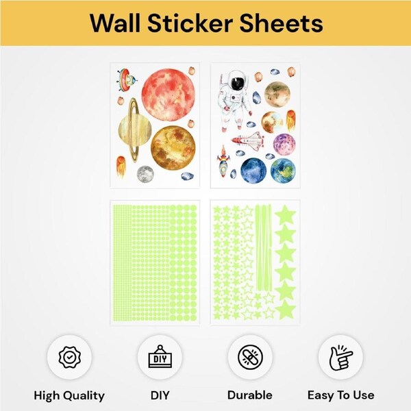 4PCs Luminous Wall Sticker Sheets | Woolworths