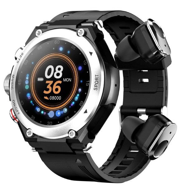 2 in 1 Bluetooth Smart Watch TWS Wireless Earphones 1.28" 9D Touch ...
