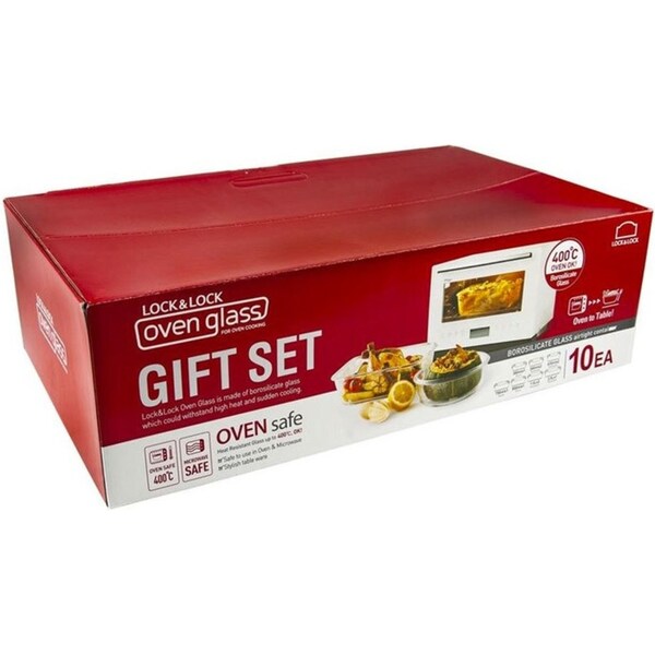 10pc LocknLock Oven Glass Gift Set Boroseal Heat Resistant Storage ...