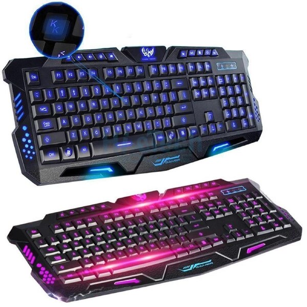3 Colors Switchable LED Backlit Illuminated Wired Gaming Keyboard ...