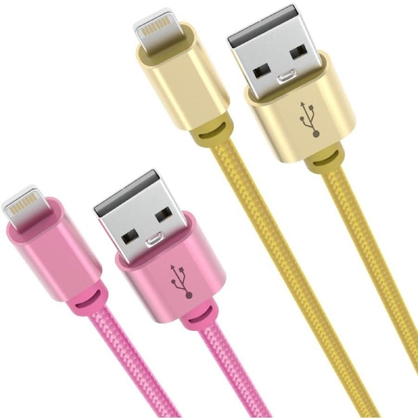Laser 2m Lightning to USB-A Cable 2 Pack - Pink/Gold | Woolworths