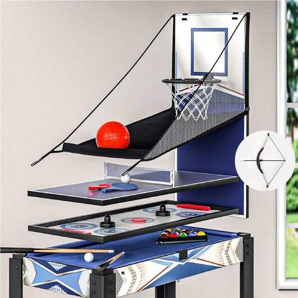 5-In-1 Game Table Soccer Pool Table Tennis Air Hockey Basketball Arcade ...