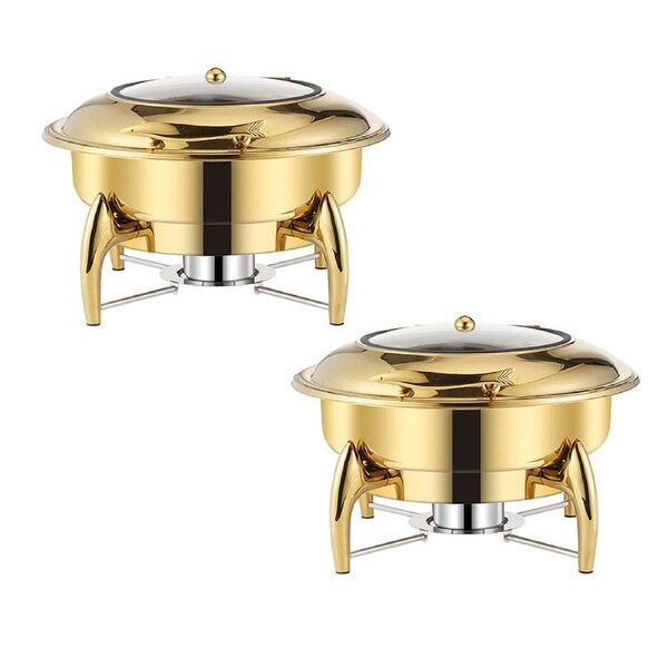 SOGA 2-Pack Gold-Plated Stainless Steel Round Chafing Dish | Woolworths
