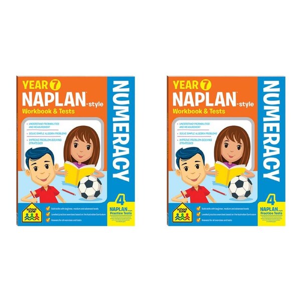 2x School Zone Year 7 Naplan*-style Numeracy Workbook & Tests Kids Book ...