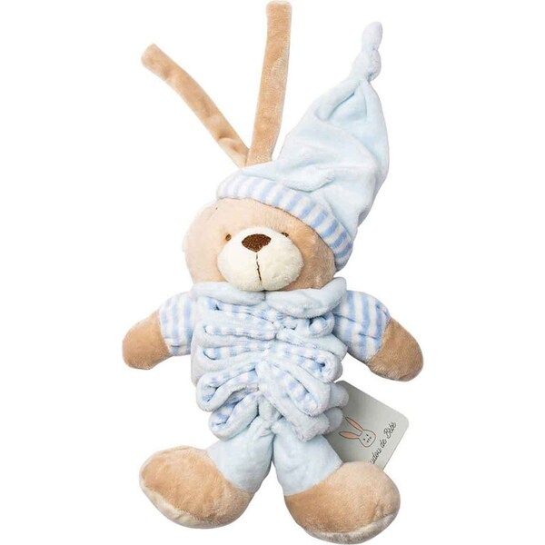 Blue Musical Stretch Bear 20cm With Ties Cuddly Ultra Soft Toy For ...
