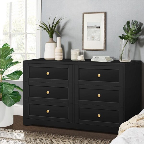 6 Chest of Drawers ALFORDSON Hamptons Storage Cabinet Black | Woolworths