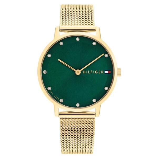 Tommy Hilfiger Gold Steel Mesh Green Dial Women's Watch - 1782668 ...