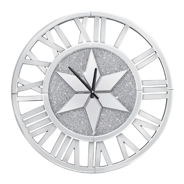 Sparkle Twinkle Crystal Diamond Wall Clock Silver Mirror Wall Decor Big ...