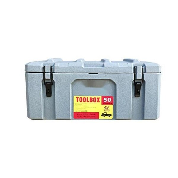 50L Poly Tool Box Storage Grey Case Heavy Duty Waterproof Cargo Box ...