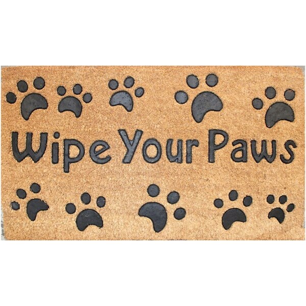 Solemate PVC Backed Coir Embossed 2D Paws 40x70cm Slimline Outdoor ...