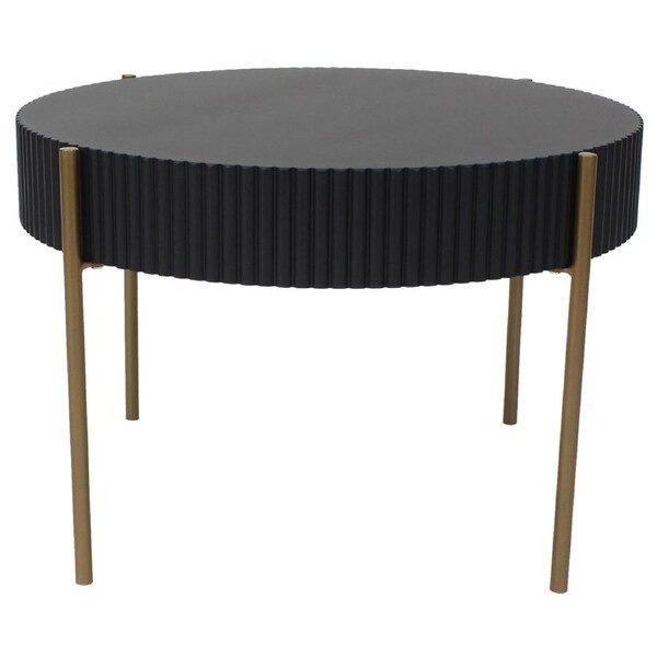 Willow & Silk 60cm Round Wooden Ribbed Coffee/Side Table Furniture Home ...