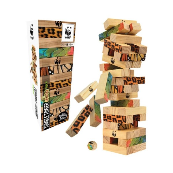 WWF Tropical Tumble Tower Kids/Children Fun Play Wooden Blocks Stacking ...