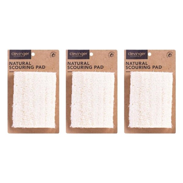 3x Clevinger Natural Vegan Loofah Scouring Household/Kitchen Cleaning ...