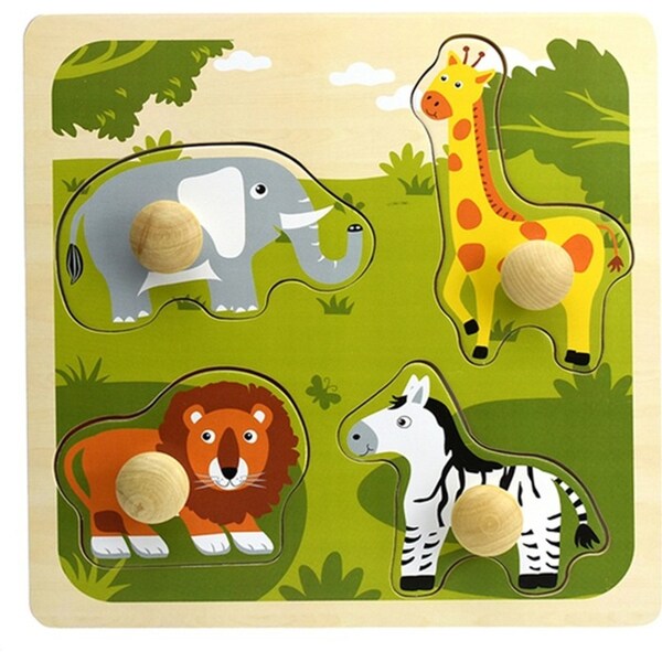 Kaper Kidz Safari Animal Large Peg Wooden Puzzle Educational Game Toy ...