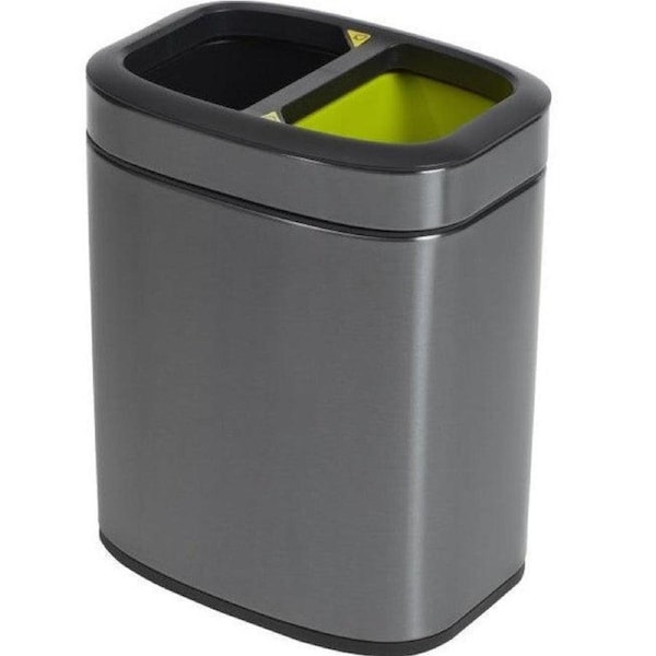 Compass Rectangular Dual Side Titanium Recycling Rubbish Bin 10L Grey ...