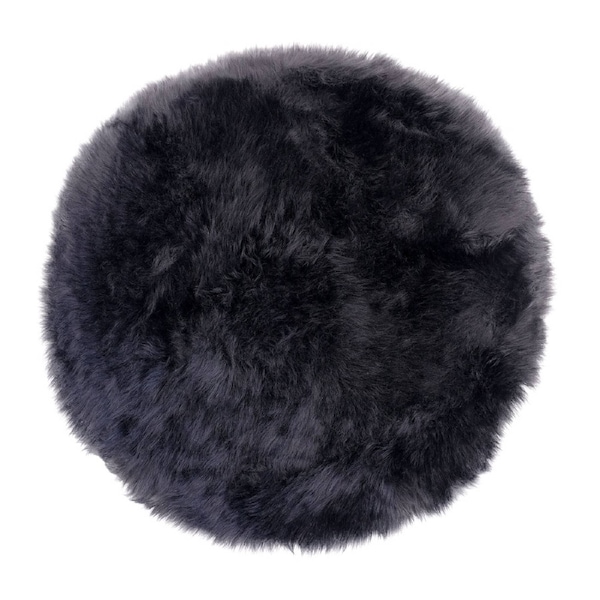 Round Chair Mat Long Wool - Black - 37cm Diameter - Australian Merino ...