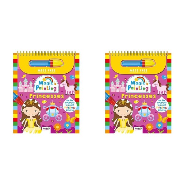 2x Bookoli Magic Painting Princesses Activity Book w/ Water Pen Kids ...