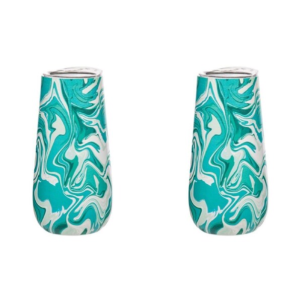 2x Porta Summer Swirl Double Walled 180ml Stainless Steel Champagne ...