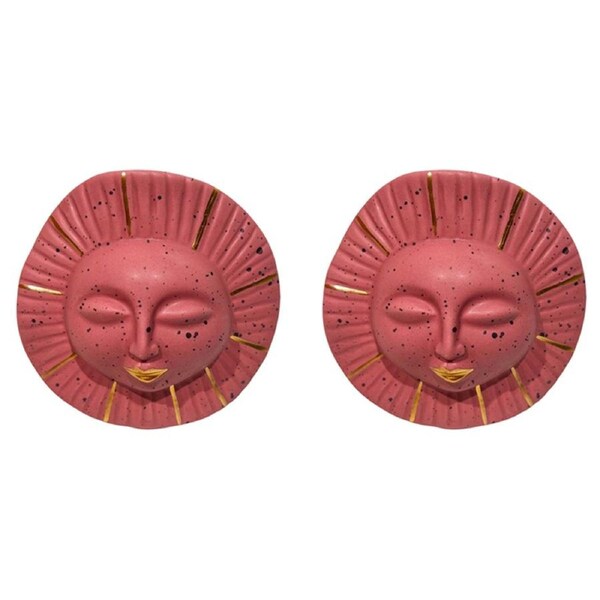2x Urban Sun Face 12cm Ceramic Flower Vase Small Decorative Display ...