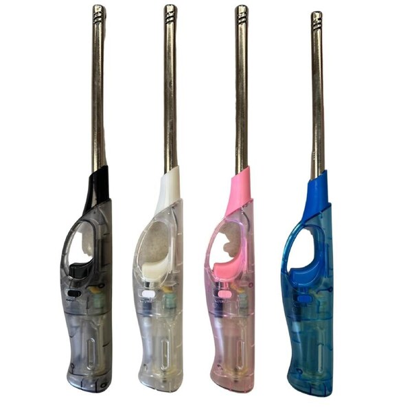 12x Clear Long Gas Lighter for BBQ Kitchen Cigarette w/ Safety Lock ...