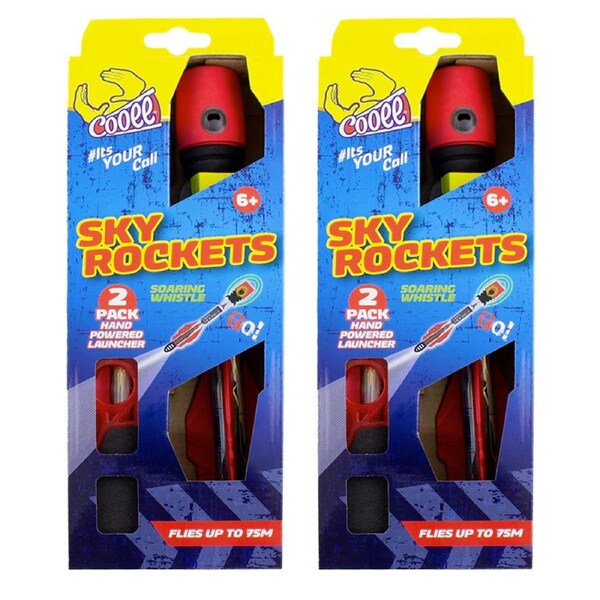 6pc Cooee Sky Rockets 75m Hand Launcher Backyard/Lawn Kids/Children ...