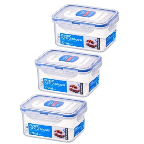 3x Locknlock 470ml Airtight Classic Rectangle Food Storage Container ...