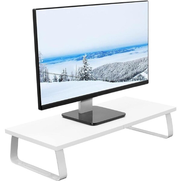 24" Wood Steel Monitor Stand Desk Organizer White | Woolworths