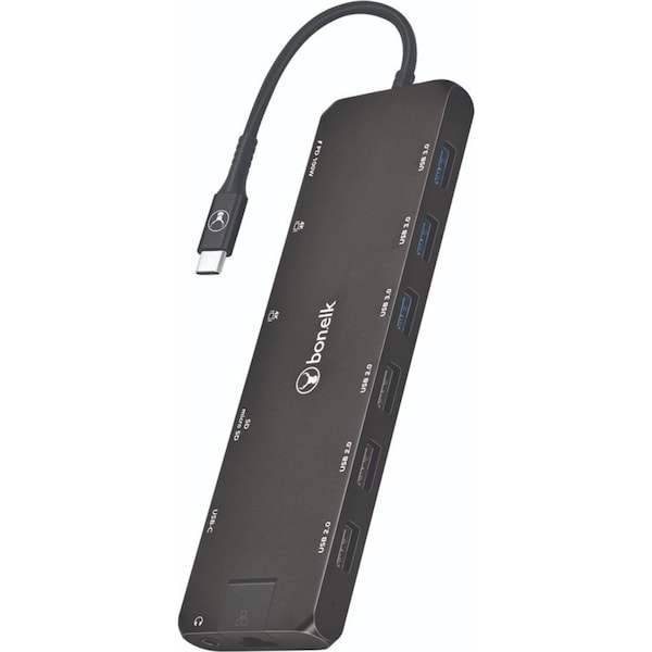 Bonelk Long-Life USB-C To 14in1 Multiport Powered Hub HDMI/Ethernet/SD ...