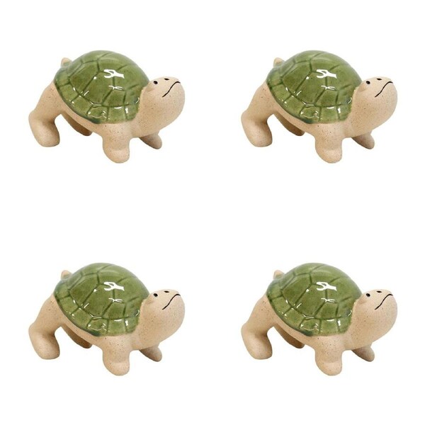 4x Ceramic 8cm Turtle Climber Pot Ornament Sitter Outdoor Garden ...