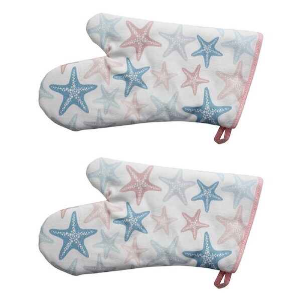 2x Cotton 32cm Oven Mitt Kitchen Cooking/Baking Heat Protector Pot ...
