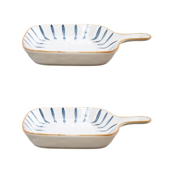2x Dash Ceramic 23cm Serving Plate w/Handle Food/Snack Dish Tableware Square WHT | Woolworths