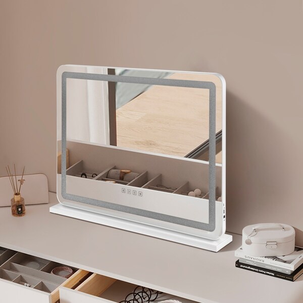 80x60cm Bluetooth Makeup Mirror Touch LED Crystal Light Wall Mounted ...