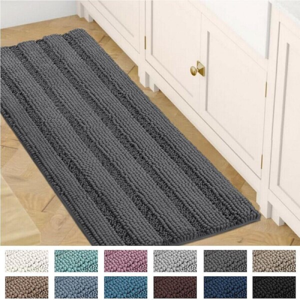 Chenille Bath Mat Runner Non Slip Bath Mat for Bathroom Thick Soft ...