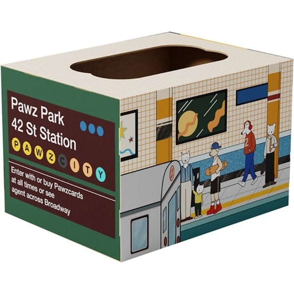 Pawzcity 46cm Cardboard Cat Scratcher House New York Subway Kitten ...