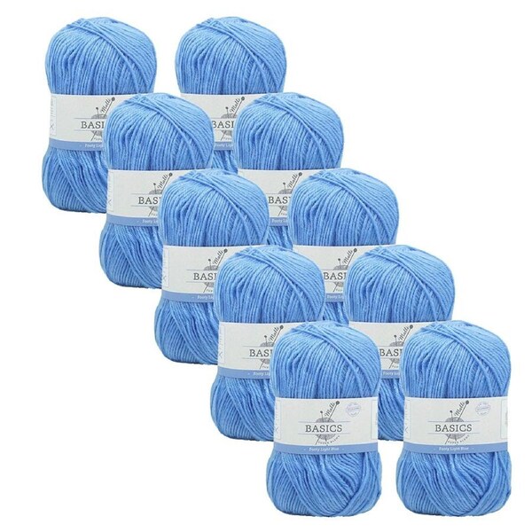10x Malli Footy Light Blue Blend Basic 100g Knitting Yarn Acrylic/Poly ...