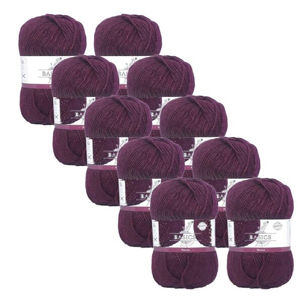 10x Malli Maroon Blend Basic 100g Knitting/Crochet Yarn Acrylic/Poly ...