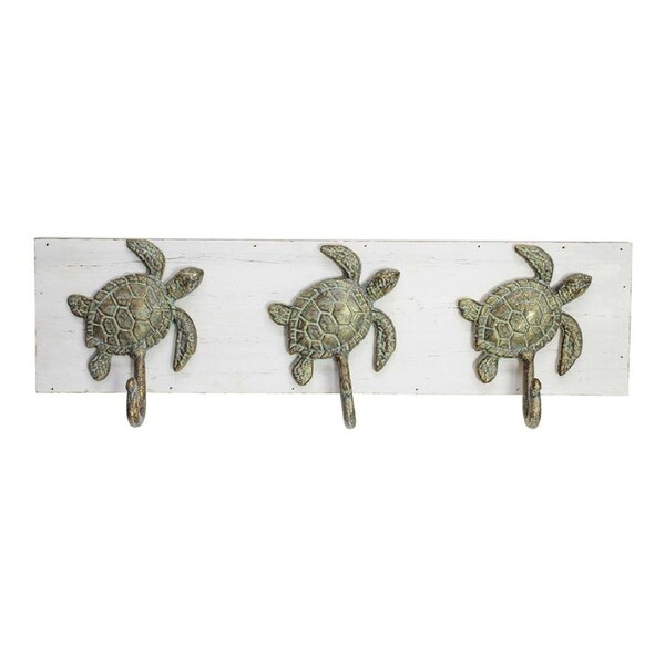 Fir Wood/Metal 46cm Turtle Row Hooks Wall Mounted Clothes Hanger Home ...