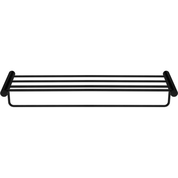 ACA 600mm Black Bath Double Towel Rail Rack Bathroom Shelf Holder Bar ...