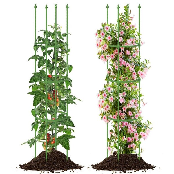 Costway 2-Pack Garden Trellis Adjustable Plants Support Cage Heavy-Duty ...