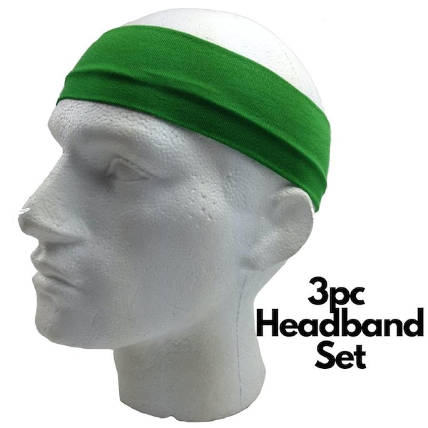 3pc Set Plain Headband Elastic Stretch Sports Yoga Hair Band Unisex ...